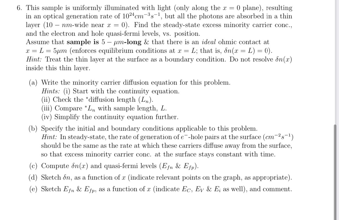Solved This sample is uniformly illuminated with light (only | Chegg.com