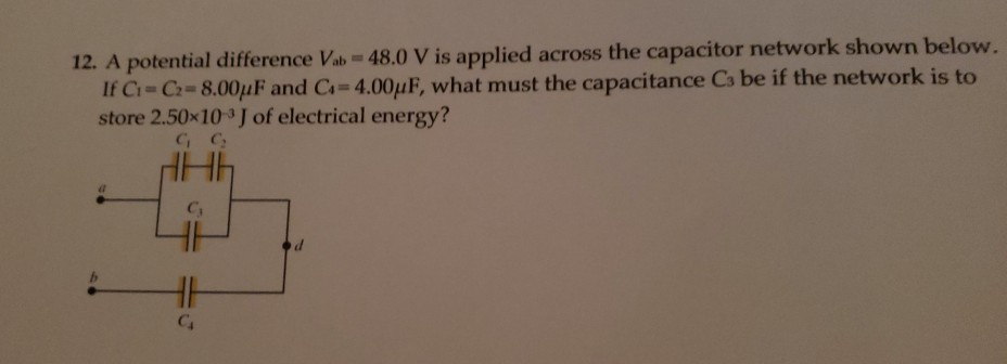 Solved 12. A potential difference Vab- 48.0 V is applied | Chegg.com