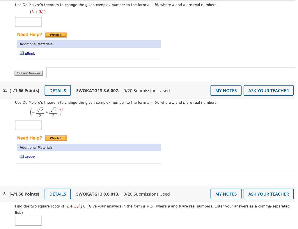 Solved Use De Moivre's theorem to change the given complex | Chegg.com