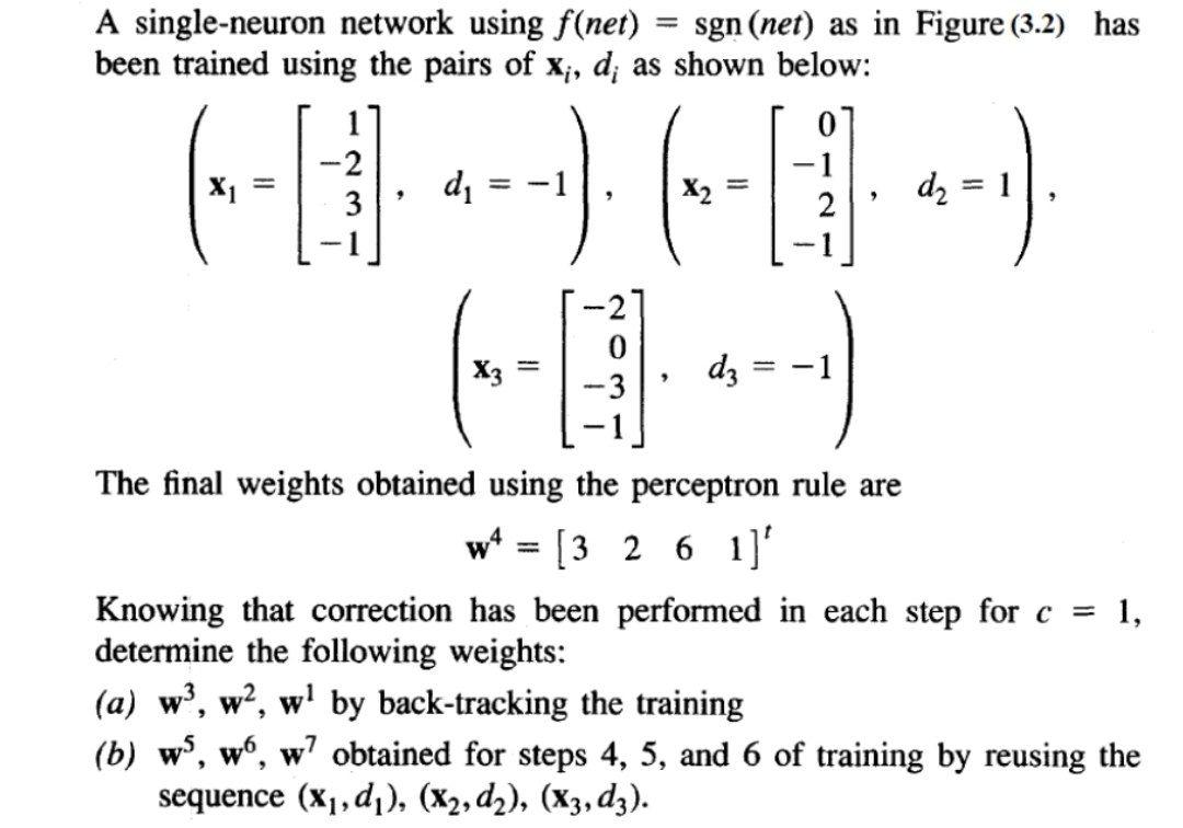 Solved A single-neuron network using f(net) = sgn (net) as | Chegg.com