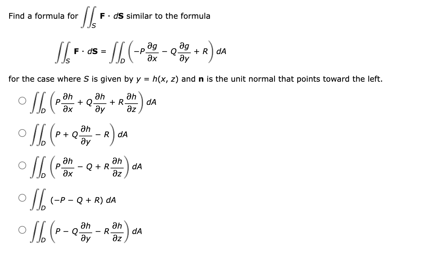 Solved Find a formula for ∬SF⋅dS similar to the formula | Chegg.com