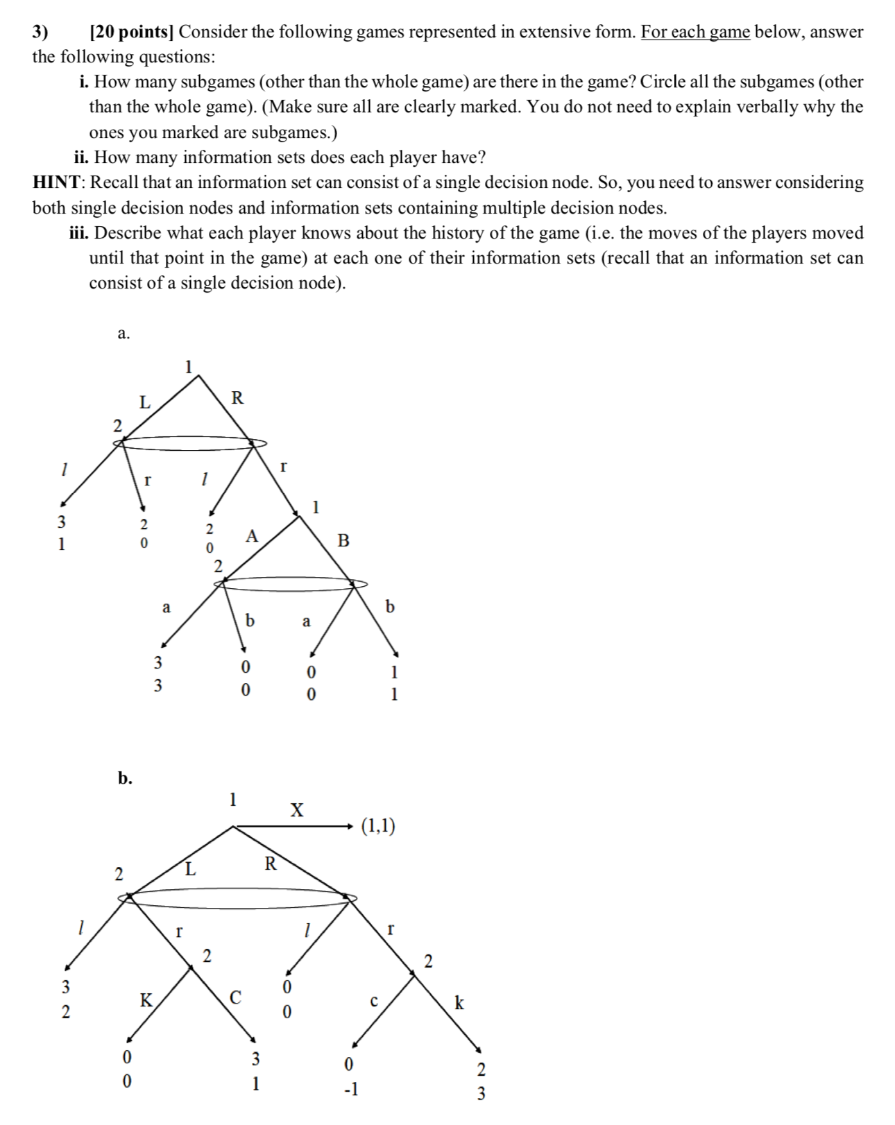 Solved [20 points] Consider the following games represented | Chegg.com