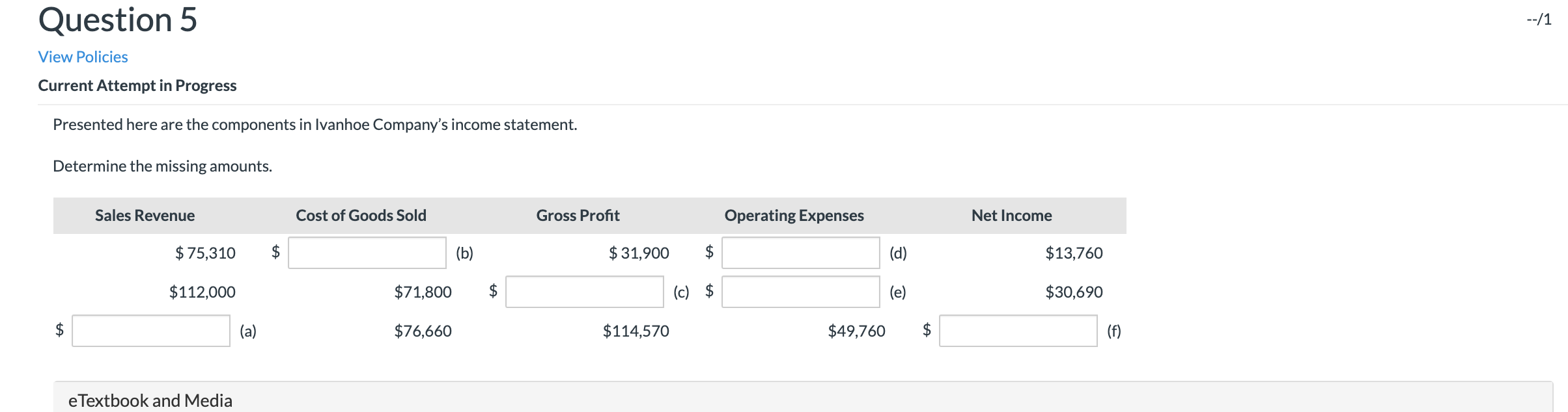 Solved Question 5 View Policies Current Attempt in Progress | Chegg.com