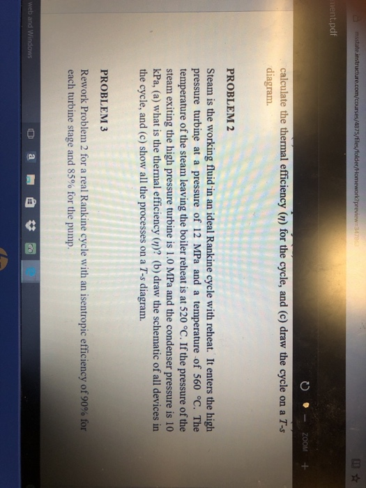 Solved 34 ent.pdf ZOOM calculate the thermal efficiency (n) | Chegg.com