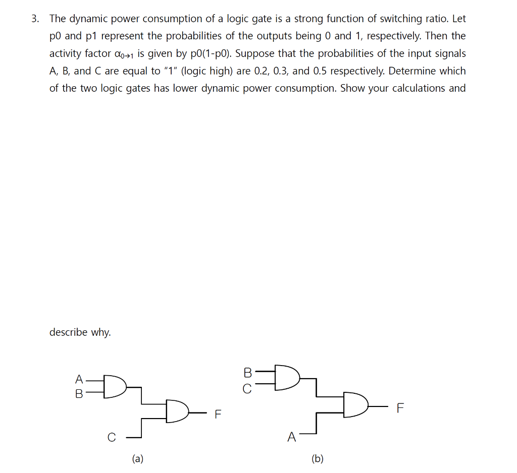 Solved 3. The dynamic power consumption of a logic gate is a | Chegg.com