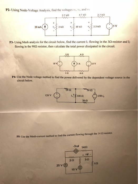 Solved P2-Using Node-Voltage Analysis, find the voltages vi. | Chegg.com
