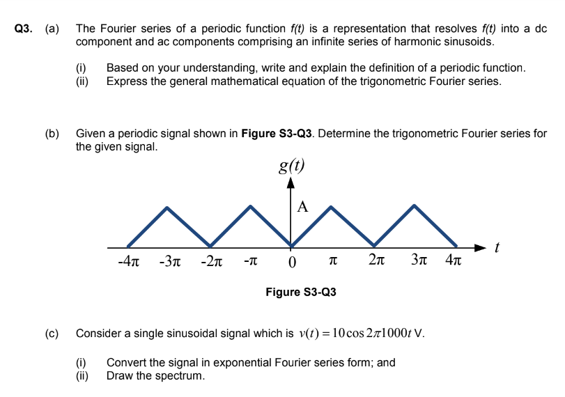Solved Q3. (a) The Fourier series of a periodic function | Chegg.com