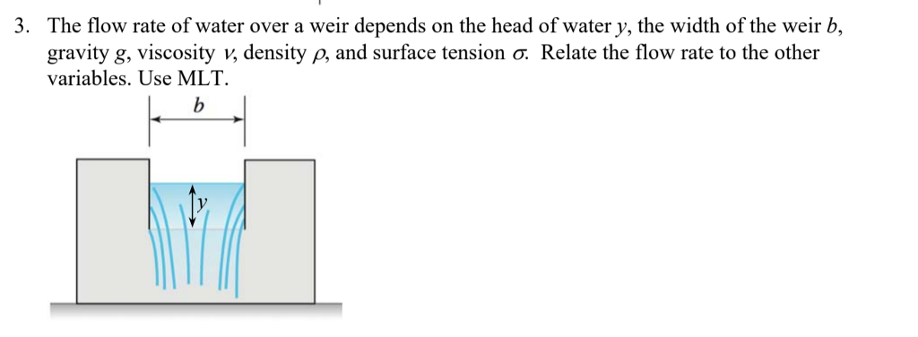 Solved 3. The flow rate of water over a weir depends on the | Chegg.com