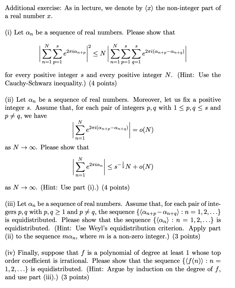 Additional exercise: As in lecture, we denote by x | Chegg.com