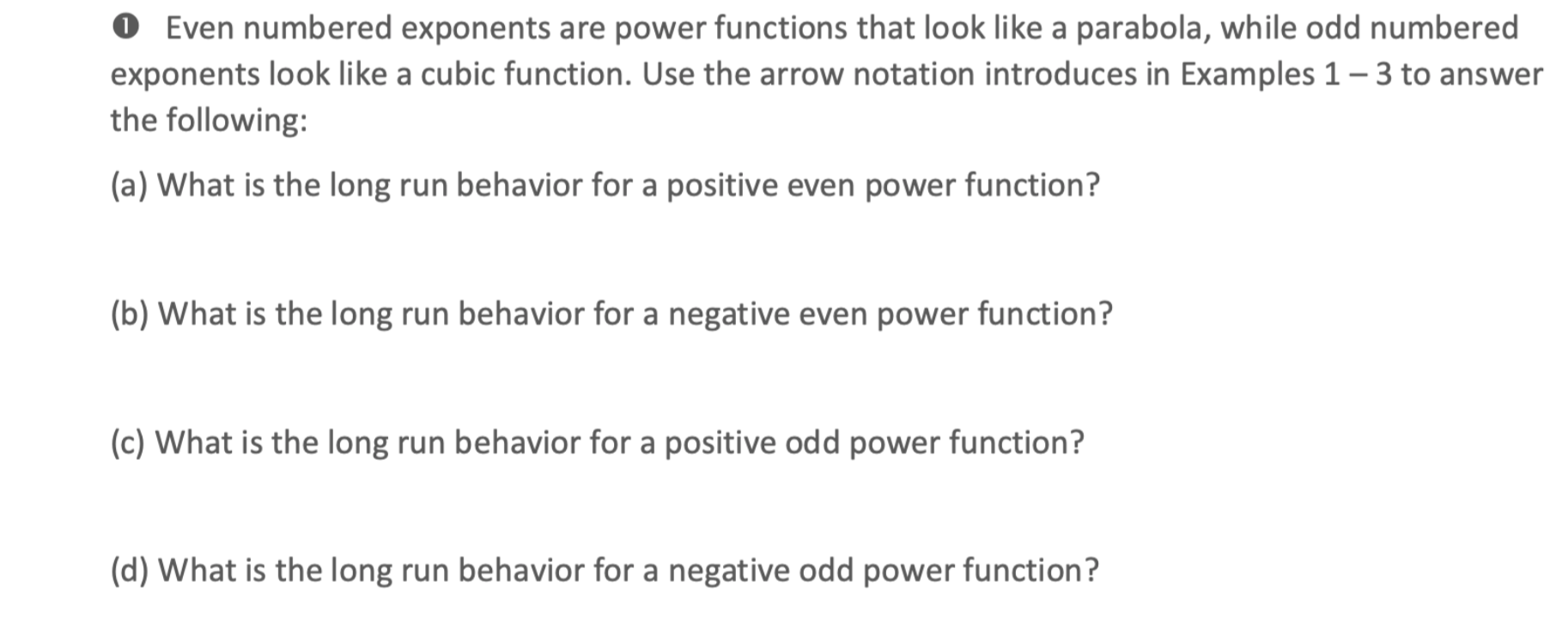 Solved Example 2 Describe the long run behavior of the graph | Chegg.com