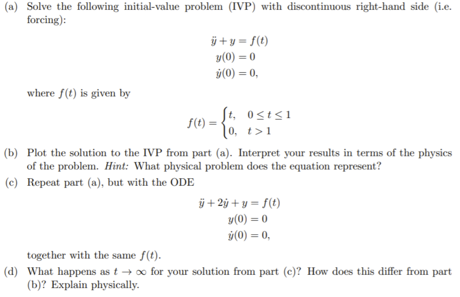 Solved (a) Solve the following initial-value problem (IVP) | Chegg.com