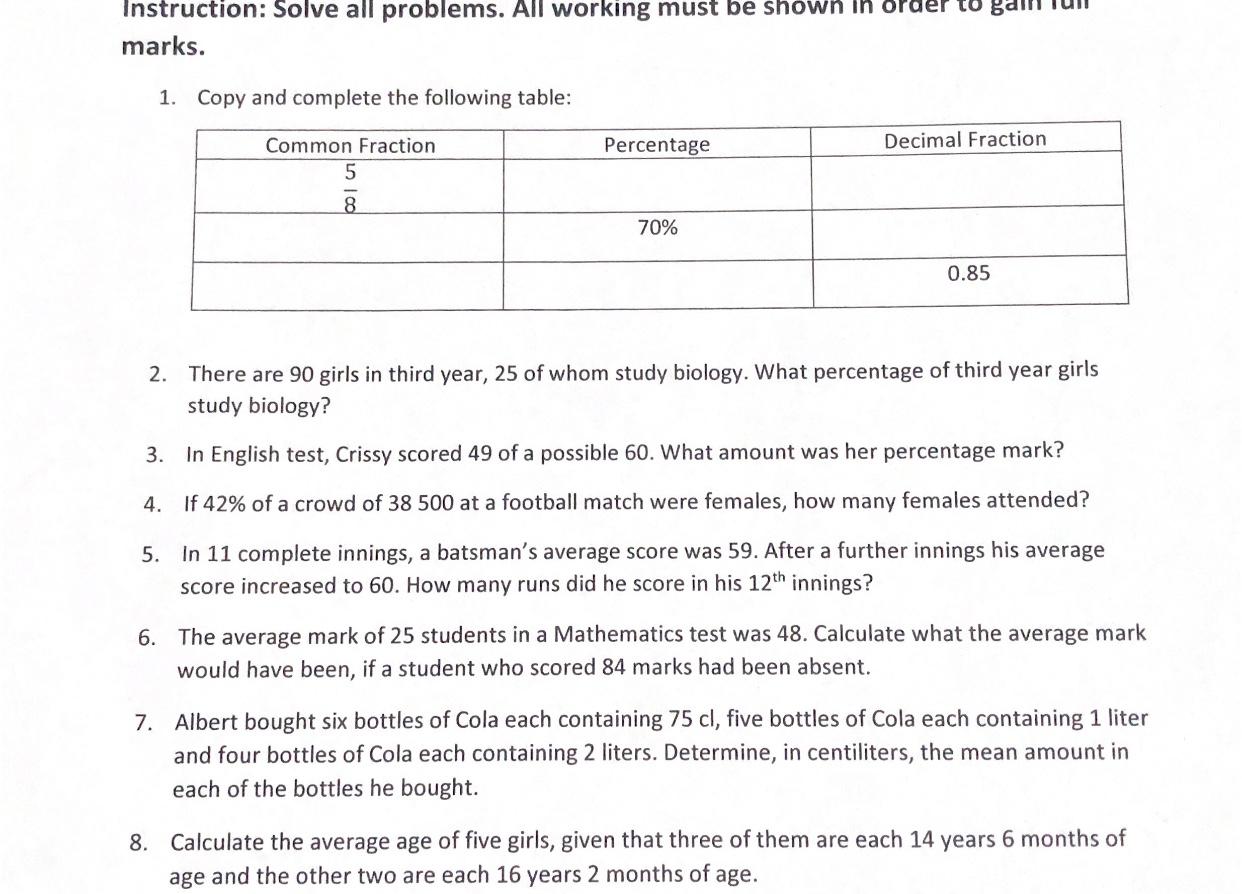 Solved Instruction: Solve all problems. All working must be | Chegg.com