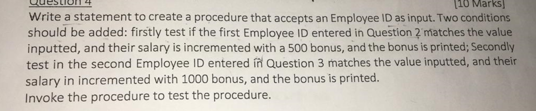 Solved Write a statement to create a procedure that accepts | Chegg.com