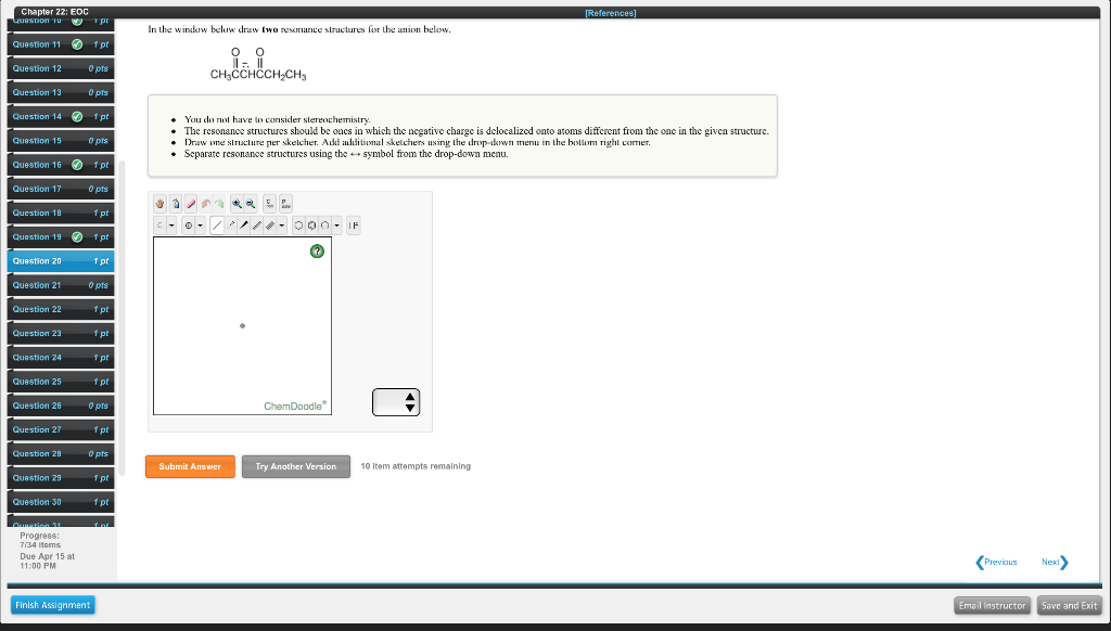 Solved In the window below draw two resonance structures for | Chegg.com