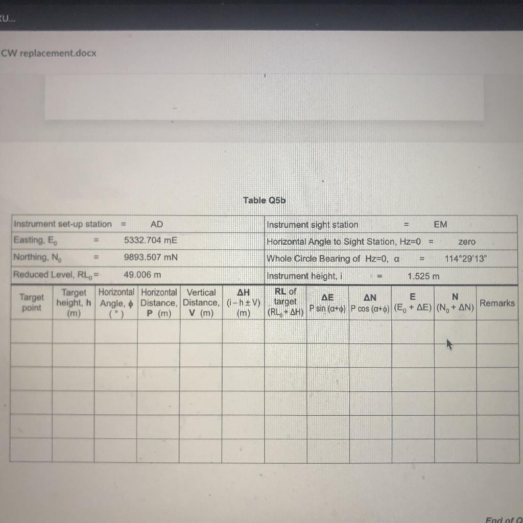 Solved (a) Table Q5a shows a completed data sheet for a | Chegg.com