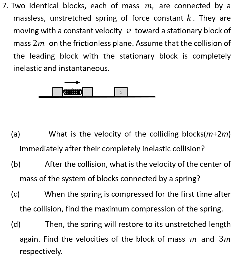 Solved Two identical blocks, each of mass m, are connected | Chegg.com