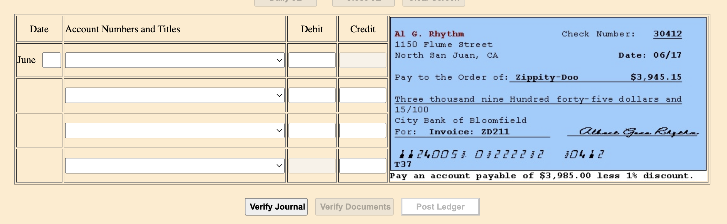 Solved Verify Journal Verify Documents Post Ledger 