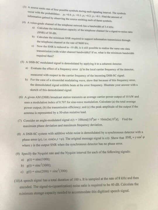 Solved (3) A source emits one of four possible symbols | Chegg.com