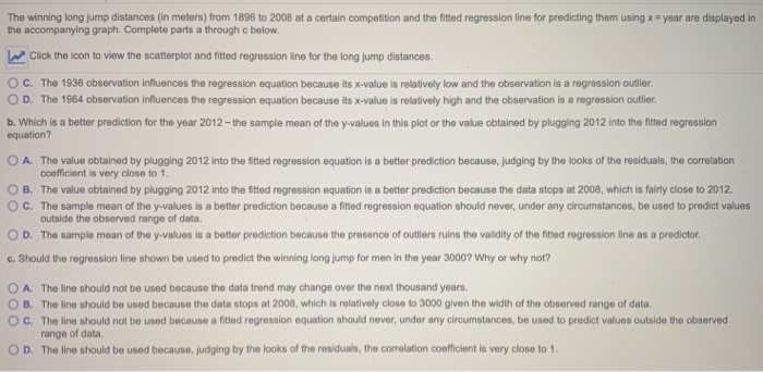 Solved The winning long jump distances (in meters) from | Chegg.com