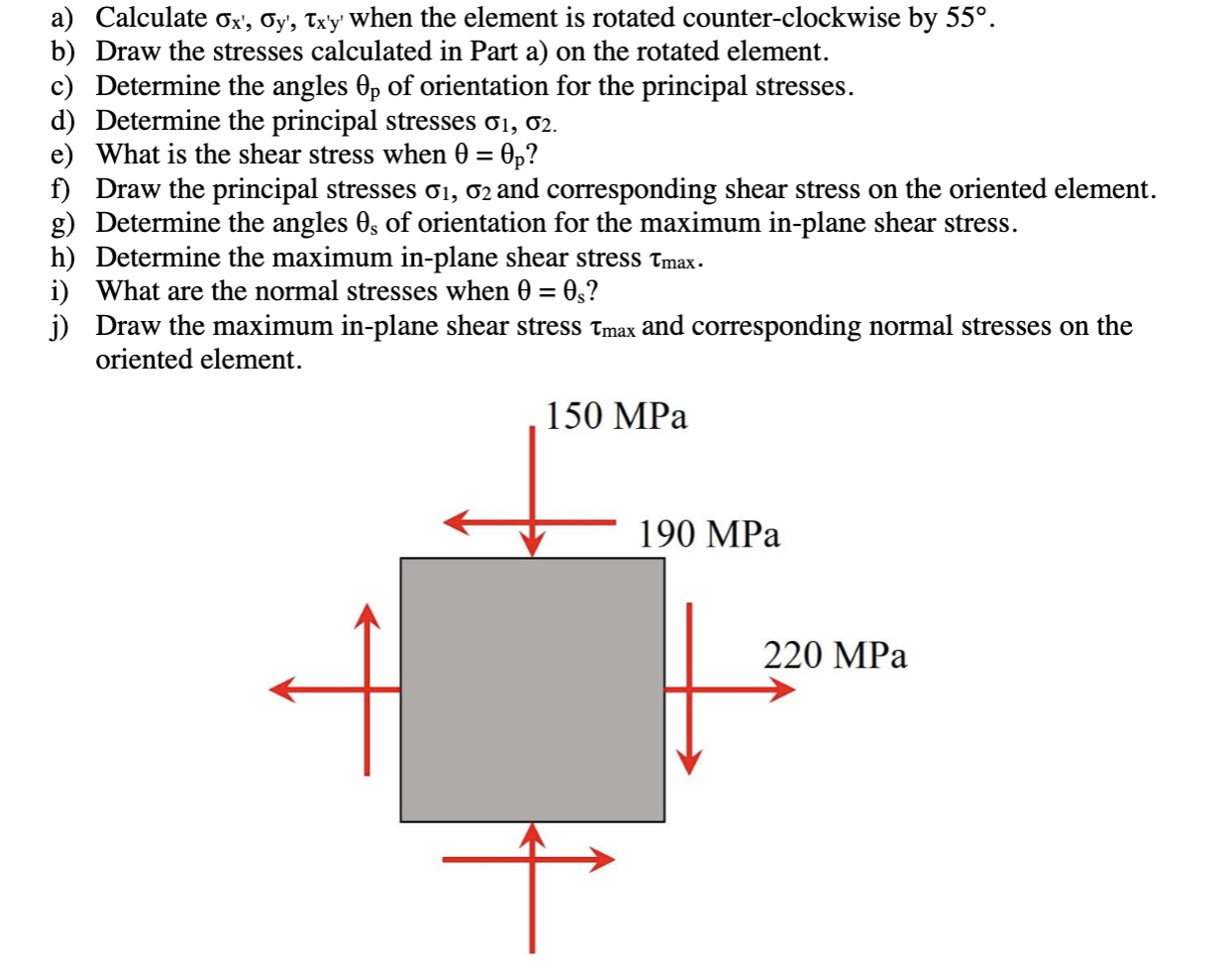 Solved a) Calculate Ox', Oy', Tx'y' when the element is | Chegg.com