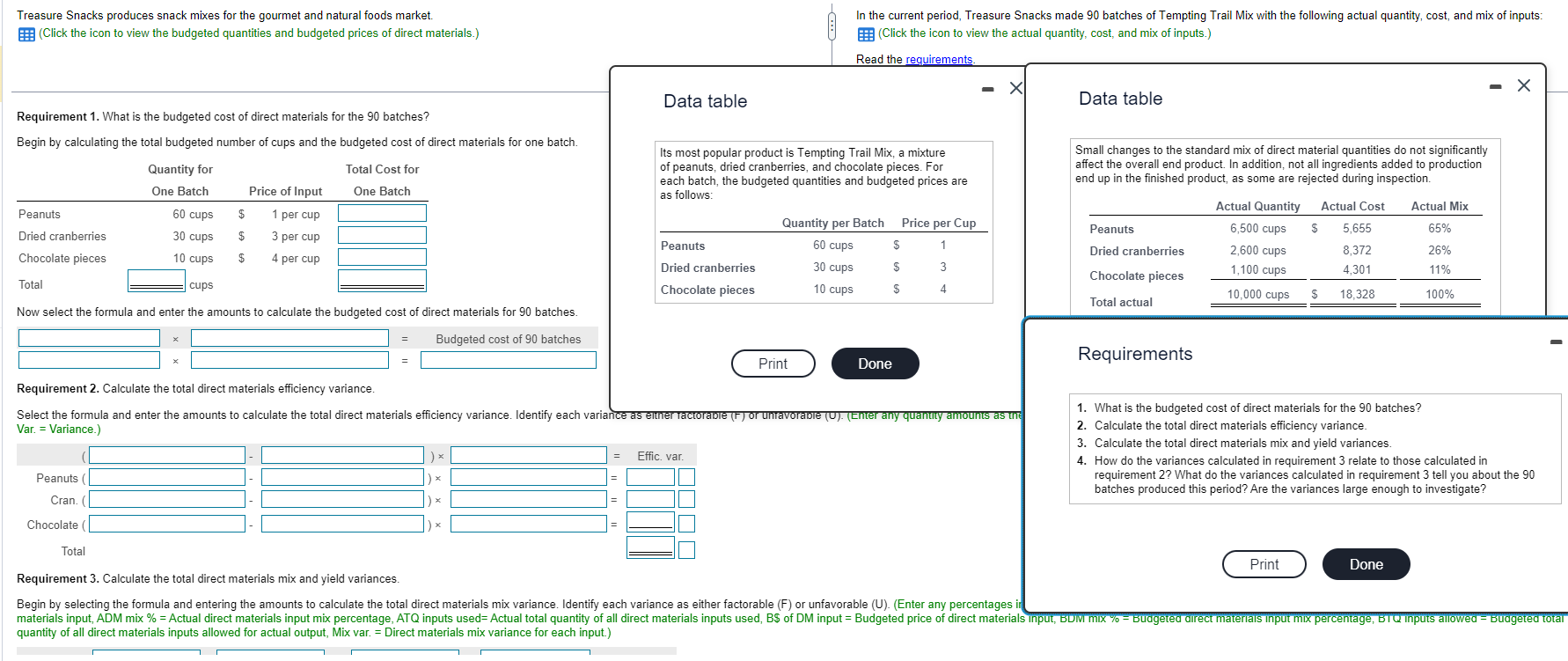 Solved Treasure Snacks produces snack mixes for the gourmet | Chegg.com