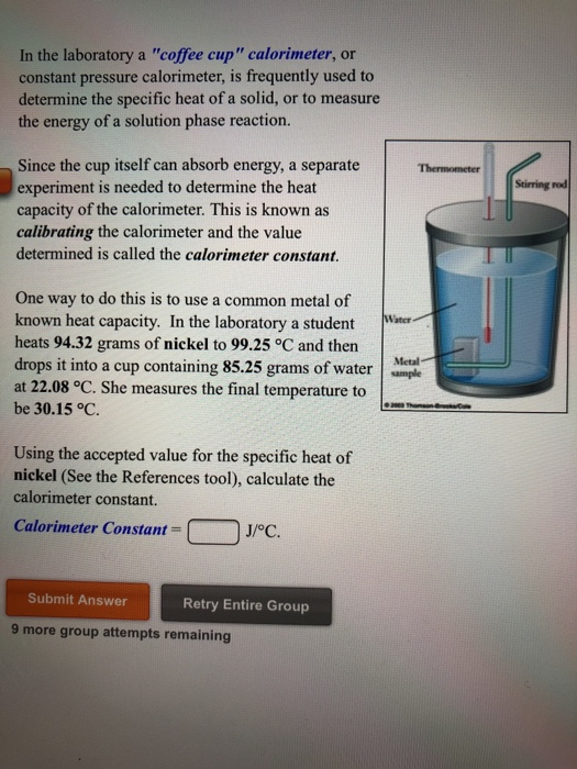 In the laboratory a "coffee cup" calorimeter, or | Chegg.com