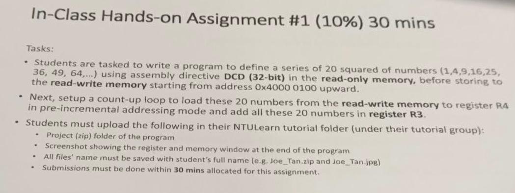 In-Class Hands-on Assignment #1 (10\%) 30 mins Tasks: | Chegg.com