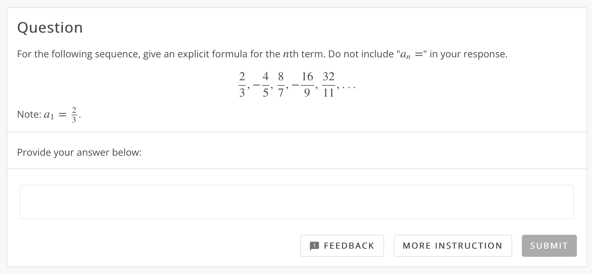Solved For the following sequence, give an explicit formula | Chegg.com