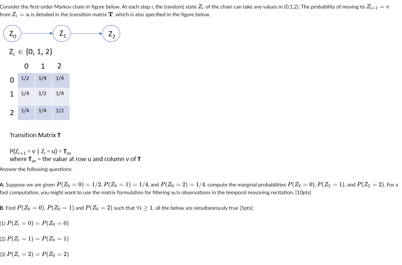 Solved Consider the first-order Markov chain in figure | Chegg.com