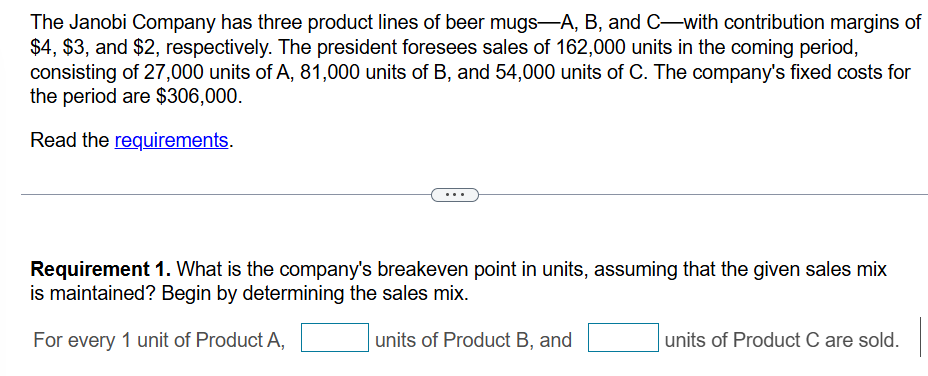 Solved Requirement 1. ﻿What is the company's breakeven point | Chegg.com