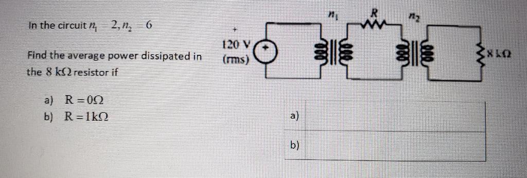 Solved Inthe circuit 14,2,1n2=6 Find the average power | Chegg.com
