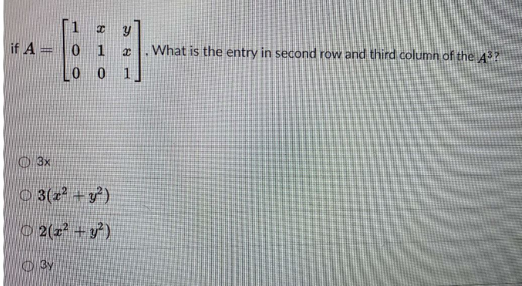Solved Y if A What is the entry in second row and third | Chegg.com