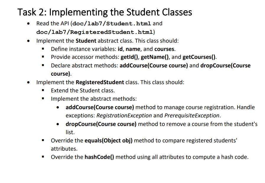 Solved In this lab, you will be implementing the Student | Chegg.com