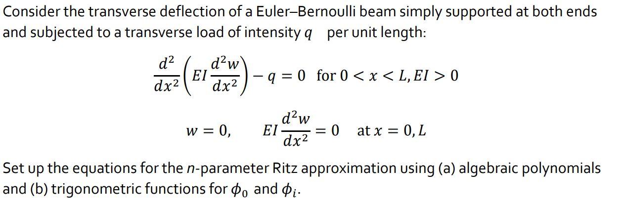 Solved Consider the transverse deflection of a | Chegg.com