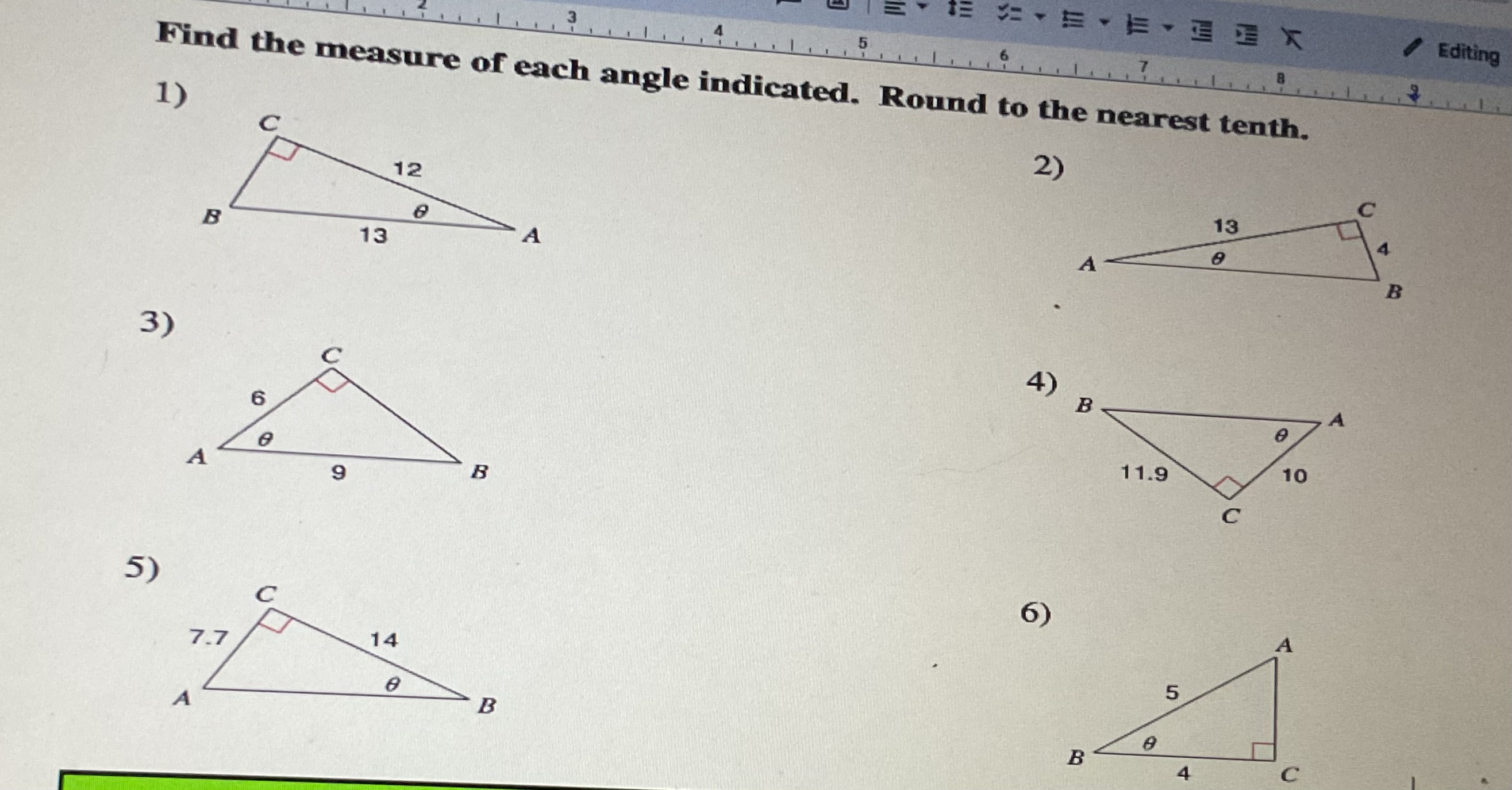 Solved Find the measure of each angle indicated. Round to | Chegg.com