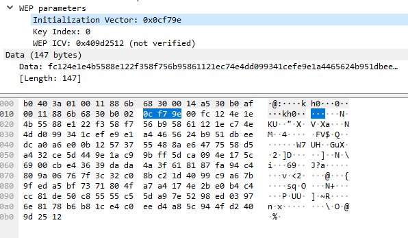 WEP parameters Initialization Vector: Oxocf79e Key | Chegg.com