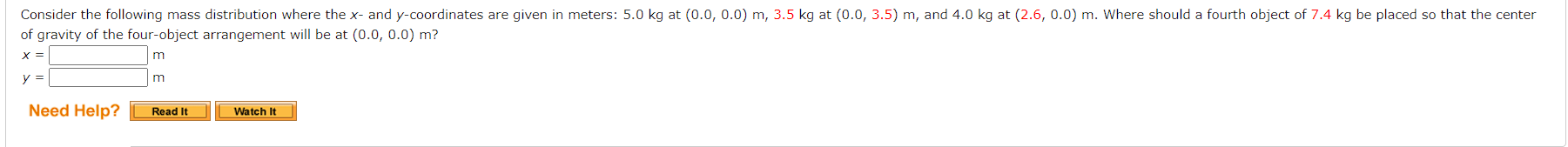 Solved of gravity of the four-object arrangement will be at | Chegg.com