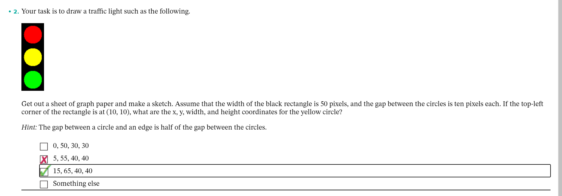 Solved ... 1. Complete the TrafficLight class to draw a | Chegg.com