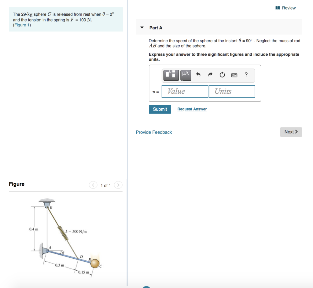 Solved Review The 29-kg sphere C is released from rest when | Chegg.com