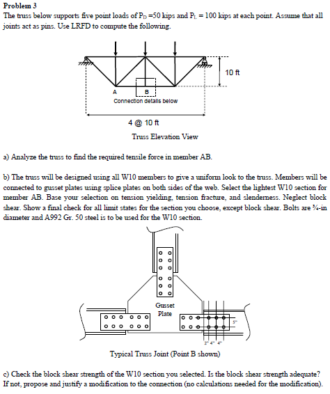 Solved Problem 3 The truss below support five point loads of | Chegg.com