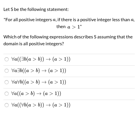 Solved Let S be the following statement: "For all positive | Chegg.com