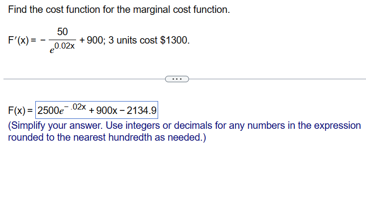 Solved Find the cost function for the marginal cost | Chegg.com