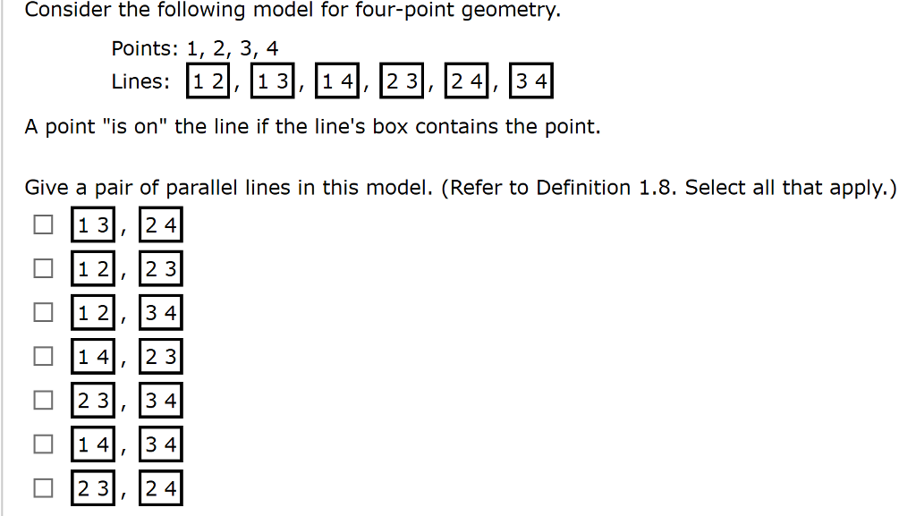 Solved Consider the following model for four-point geometry. | Chegg.com
