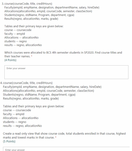 Solved 3.course(courseCode, title, creditHours) | Chegg.com