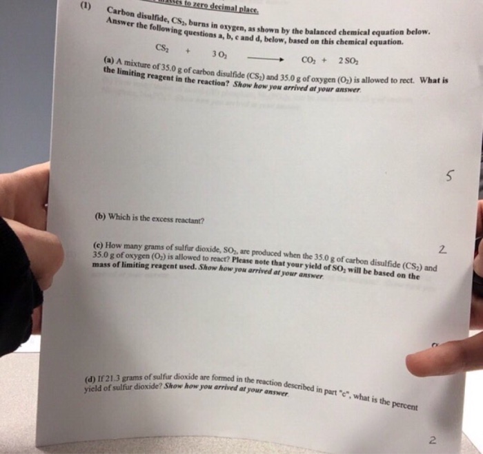 Solved Carbon disulfide, CS_2, burns in oxygen, as shown by | Chegg.com
