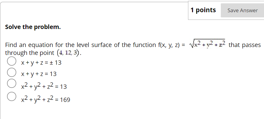 Solved Solve the problem. Find an equation for the level | Chegg.com