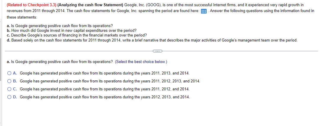 Solved (Related to Checkpoint 3.3) (Analyzing the cash flow | Chegg.com