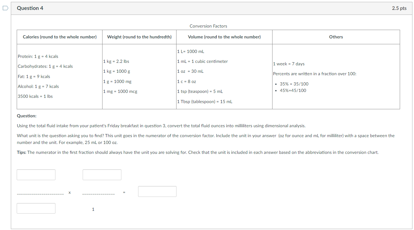 Solved Using the total fluid intake from your patient's | Chegg.com