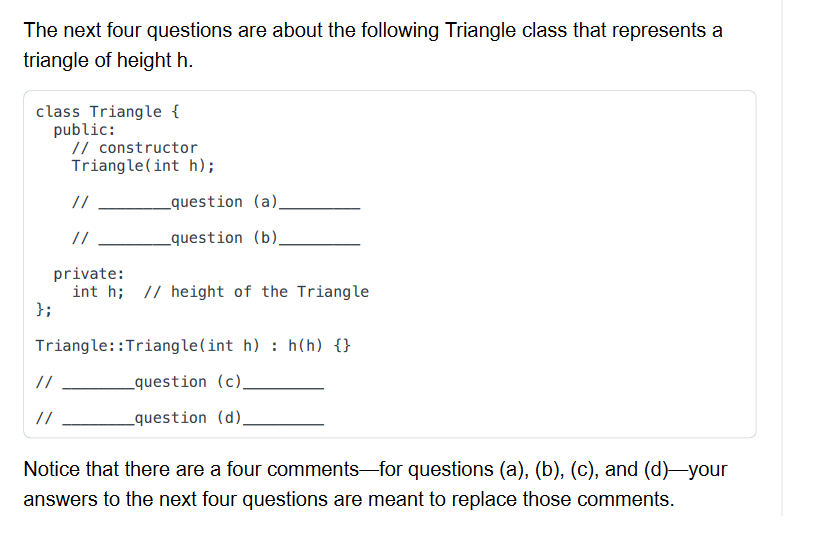 Solved The next four questions are about the following | Chegg.com
