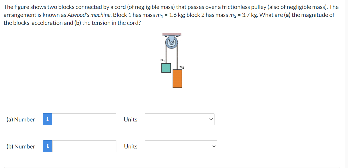Solved The figure shows two blocks connected by a cord (of | Chegg.com